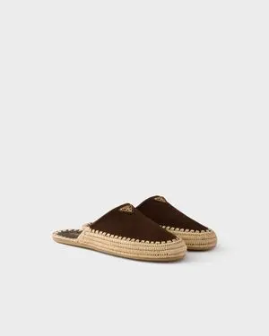 Prada Suede Mules - Cocoa Brown