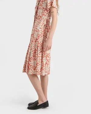Prada Printed Pleated Pongé Shirtdress