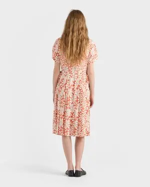 Prada Printed Pleated Pongé Shirtdress