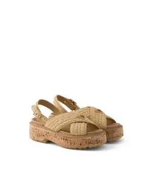 Prada Crochet Platform Sandals - Neutral