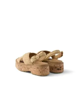 Prada Crochet Platform Sandals - Neutral