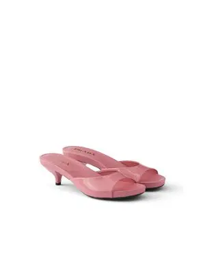 Prada Patent Leather Kitten Heel Sandals - Pink