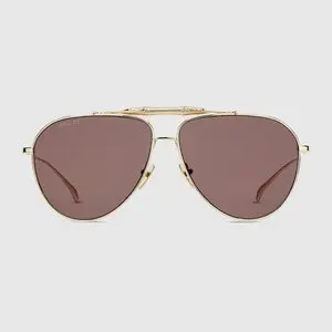 Gucci Pilot Sunglasses With Bamboo Double Bridge