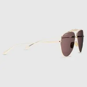 Gucci Pilot Sunglasses With Bamboo Double Bridge