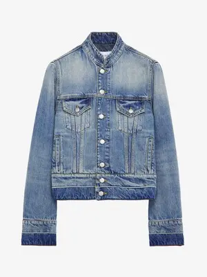Alexander McQueen Stand Collar Denim Jacket - Washed Blue