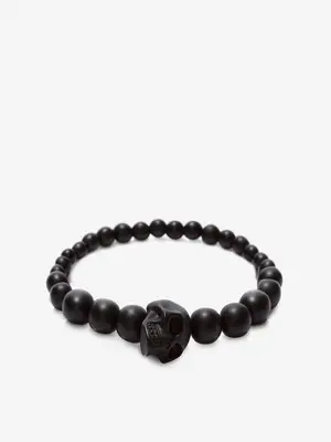 Alexander McQueen Skull Beaded Bracelet - Black