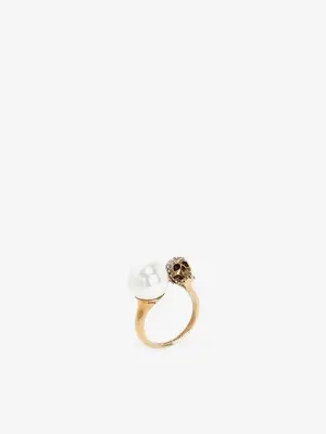 Alexander McQueen Pearl-like Skull Ring