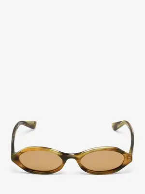 Alexander McQueen Geometric Oval Sunglasses - Dark Brown