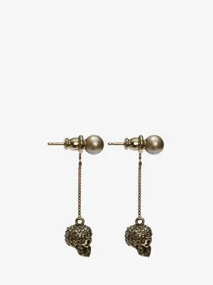 Alexander McQueen Pave Skull Chain Earrings