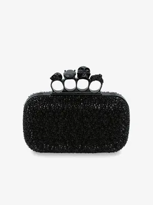 Alexander McQueen Knuckle Clutch With Chain - Black