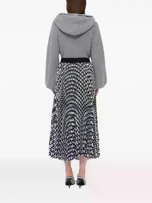 MSGM Printed Pleated Midi Skirt - Black