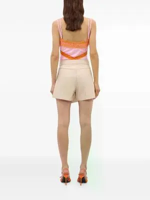 MSGM Button Asymmetric Shorts - Neutrals