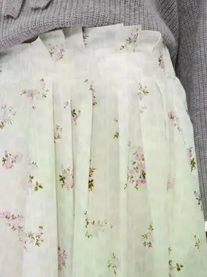 MSGM Floral-print Pleated Midi Skirt