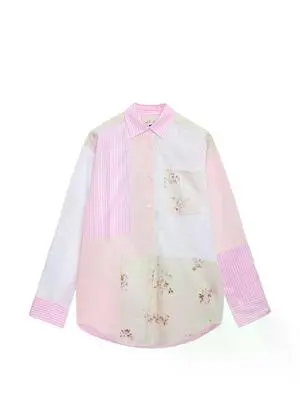 MSGM Striped Floral Print Shirt
