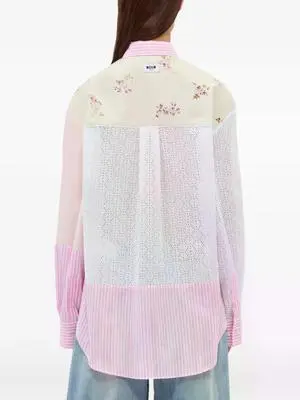 MSGM Striped Floral Print Shirt