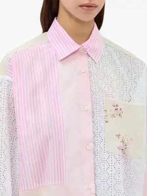 MSGM Striped Floral Print Shirt