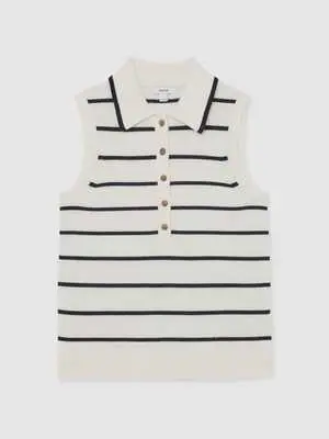 REISS Wool-cashmere Stripe Polo Vest
