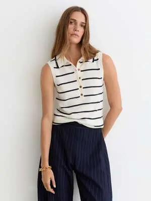 REISS Wool-cashmere Stripe Polo Vest