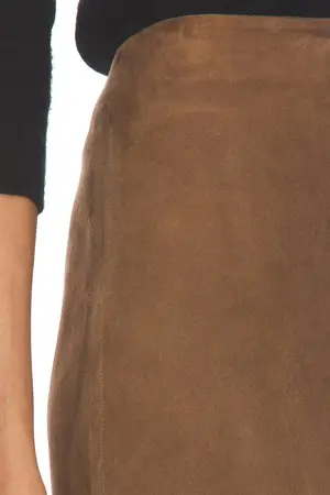 THE ROW Erina Suede Skirt - Oak Brown
