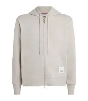 Thom Browne Cotton 4-bar Zip-up Hoodie - Beige