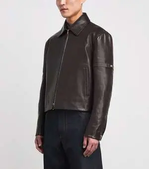 Thom Browne Leather Zip-up Blouson Jacket