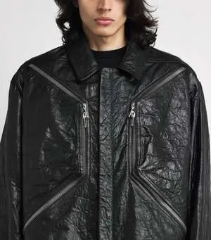 Rick Owens Leather Heizer Mac Jacket