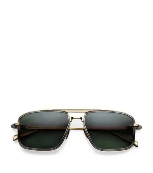 JACQUES MARIE MAGE Titanium Earl Aviator Sunglasses - Green