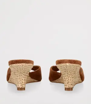 Staud Suede Raffia Brigitte Wedge Sandals