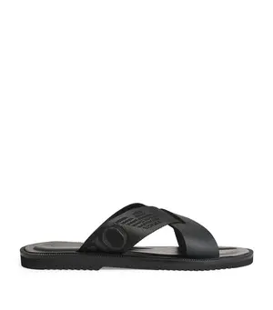 Emporio Armani Leather Crossover Sandals