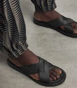 Emporio Armani Leather Crossover Sandals
