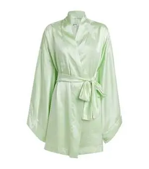 TORLOWEI Silk Lace Short Robe - Green