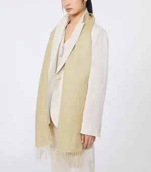 Max Mara Linen Fringe-trim Scarf - Beige