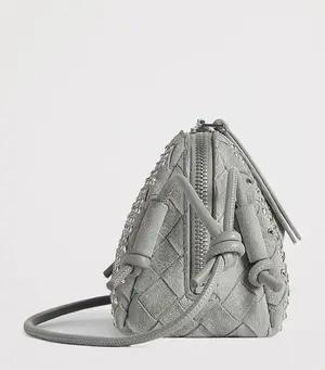 Bottega Veneta Suede Embellished Concert Pouch - Grey
