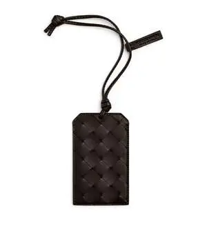 Bottega Veneta Leather Intrecciato Badge Holder - Brown