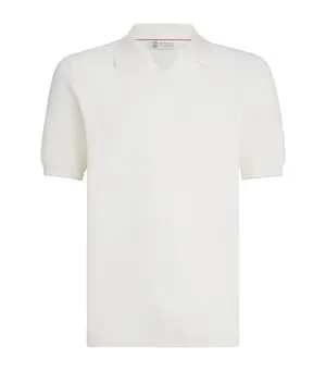 BRUNELLO CUCINELLI Cotton Rib-knit Polo Shirt