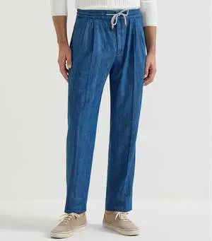 Brunello Cucinelli Denim Drawstring Trousers