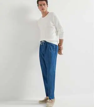 Brunello Cucinelli Denim Drawstring Trousers
