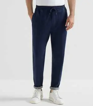 Brunello Cucinelli Cotton-blend French Terry Sweatpants - Blue