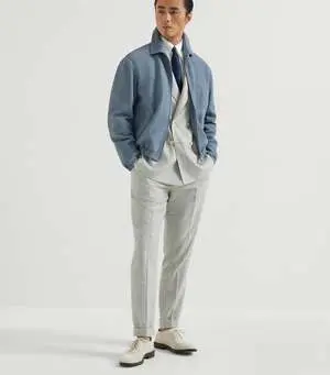 Brunello Cucinelli Nubuck Leather Zip-up Jacket