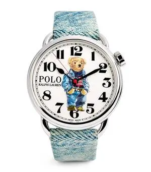 Polo Ralph Lauren Stainless Steel Denim Polo Bear Watch - White