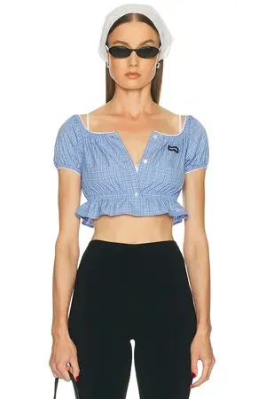 Miu Miu Cropped Checkered Blouse