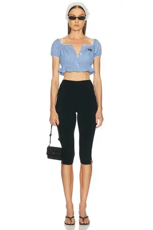 Miu Miu Cropped Checkered Blouse