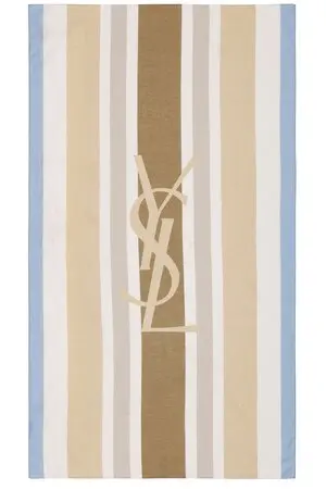 Saint Laurent Striped Scarf In Blue,beige