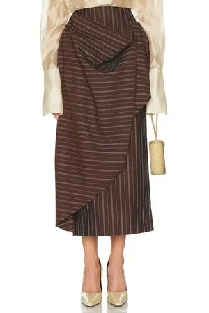 HELSA Stripe Twill Blanket Skirt
