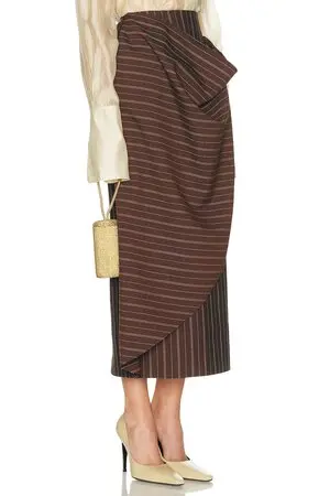 HELSA Stripe Twill Blanket Skirt