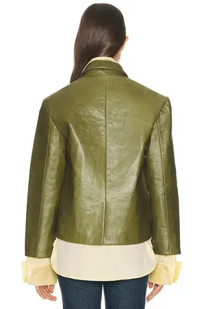 HELSA Puffy Leather Jacket - Avocado