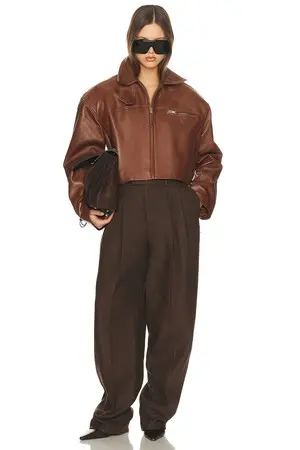 HELSA Leather Oversized Moto Jacket