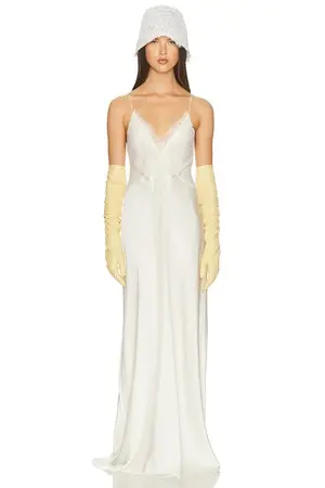 HELSA Mix Media Slip Dress - Ivory