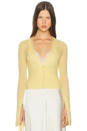 HELSA Bridgitte Lace Trim Cardigan