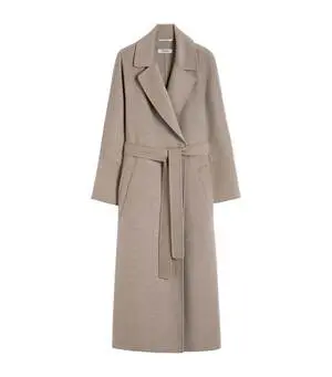 Max Mara Virgin Wool Wrap Coat - Grey